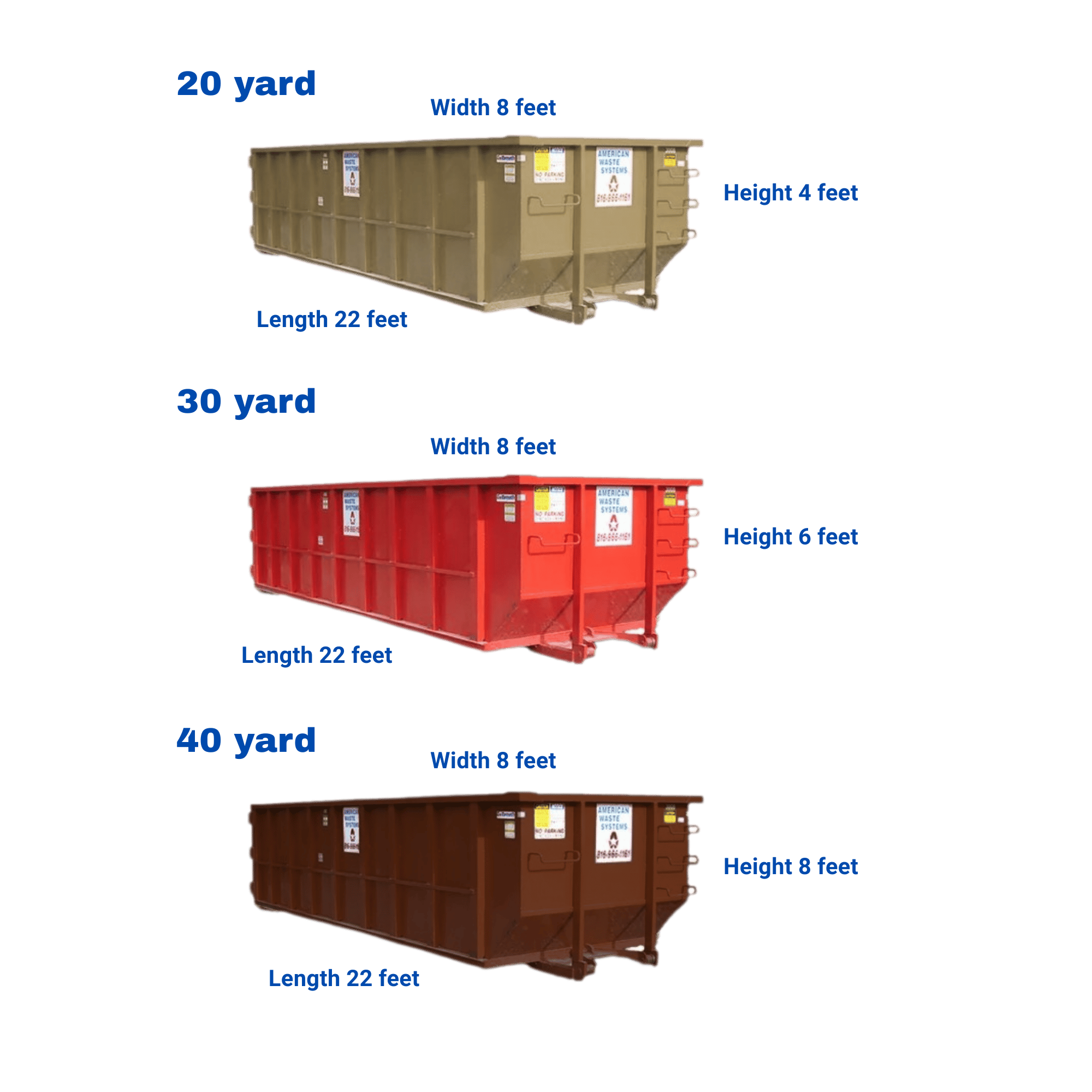 20, 30, and 40 yard roll-off dumpster sizes-American Waste